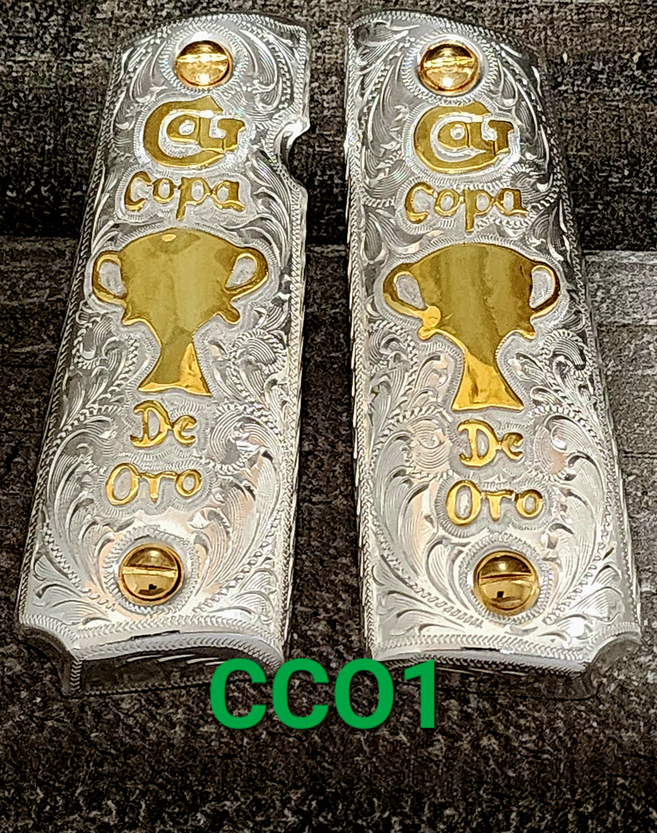 Copa de oro cachas 1911 gun pistol grips artesanales gravadas a mano c ...