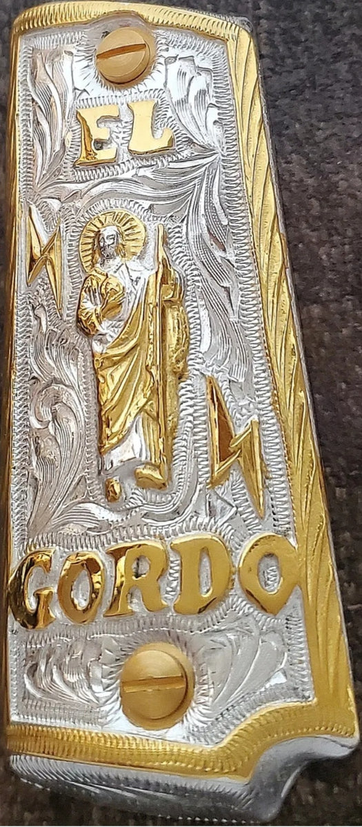 El gordo cachas san judas 1911 gun pistol grips artesanales gravadas a ...